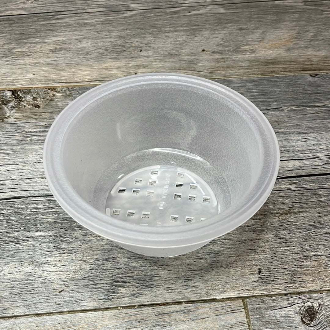 4" clear textured shallow bulb pan – QuarterAcreOrchids