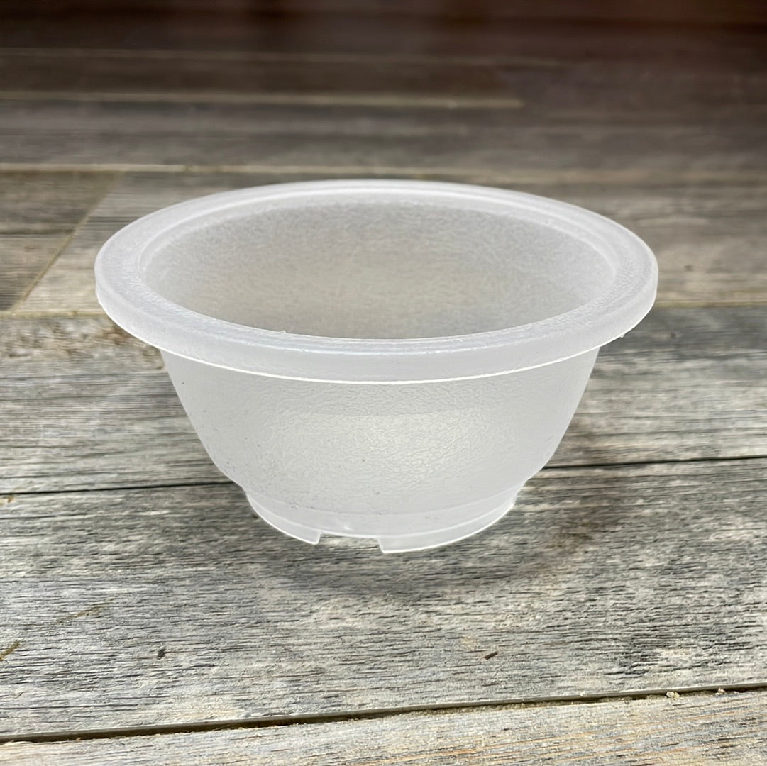 4" clear textured shallow bulb pan – QuarterAcreOrchids